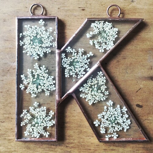 Personalised Stained Glass Pressed Flowers Initial Frame | Etsy