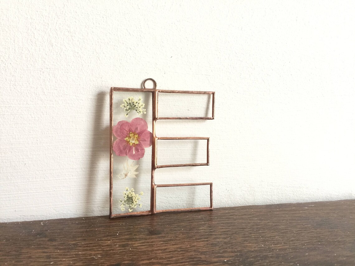 Personalised Stained Glass Pressed Flowers Initial Frame | Etsy UK