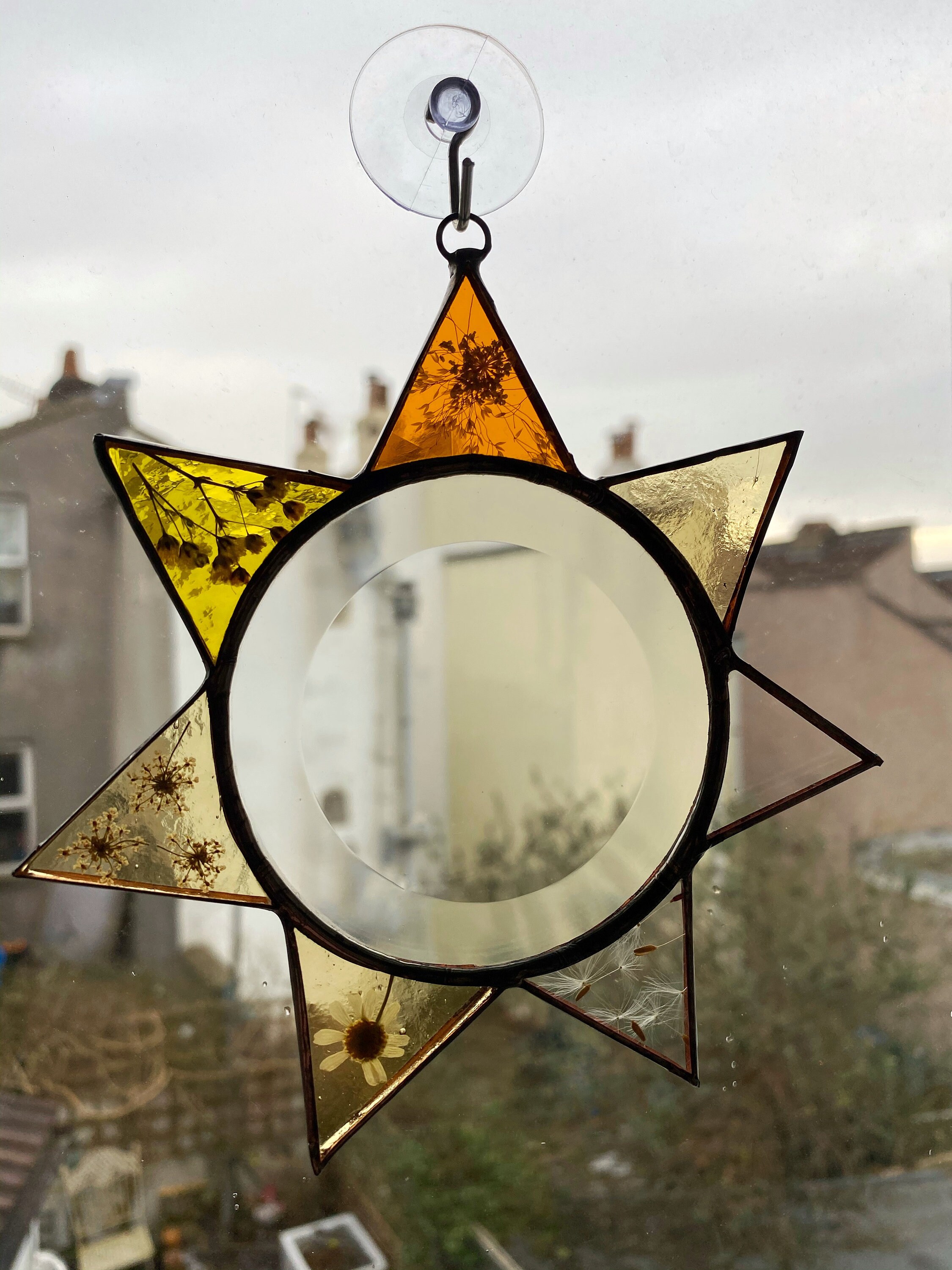 Marco de borde biselado de vidrio de color hecho a mano con | Etsy