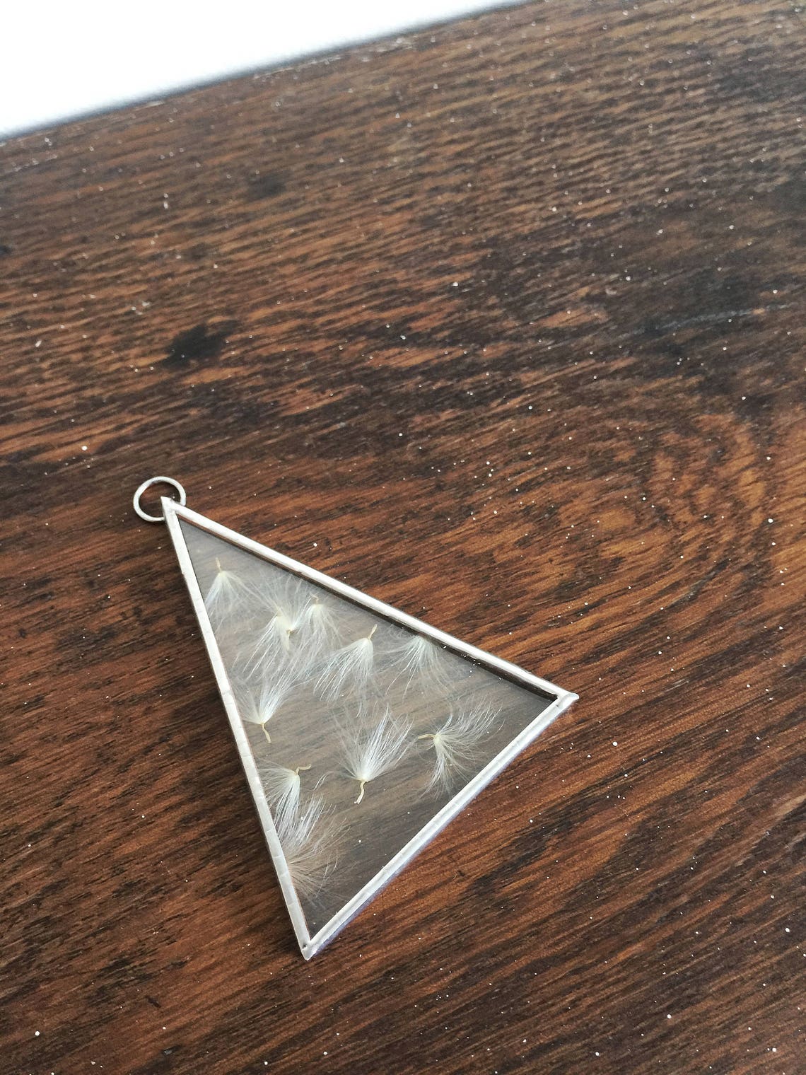 Glass Pressed Flower Frame - Triangle - Dandelion Seeds - Real Flowers ...