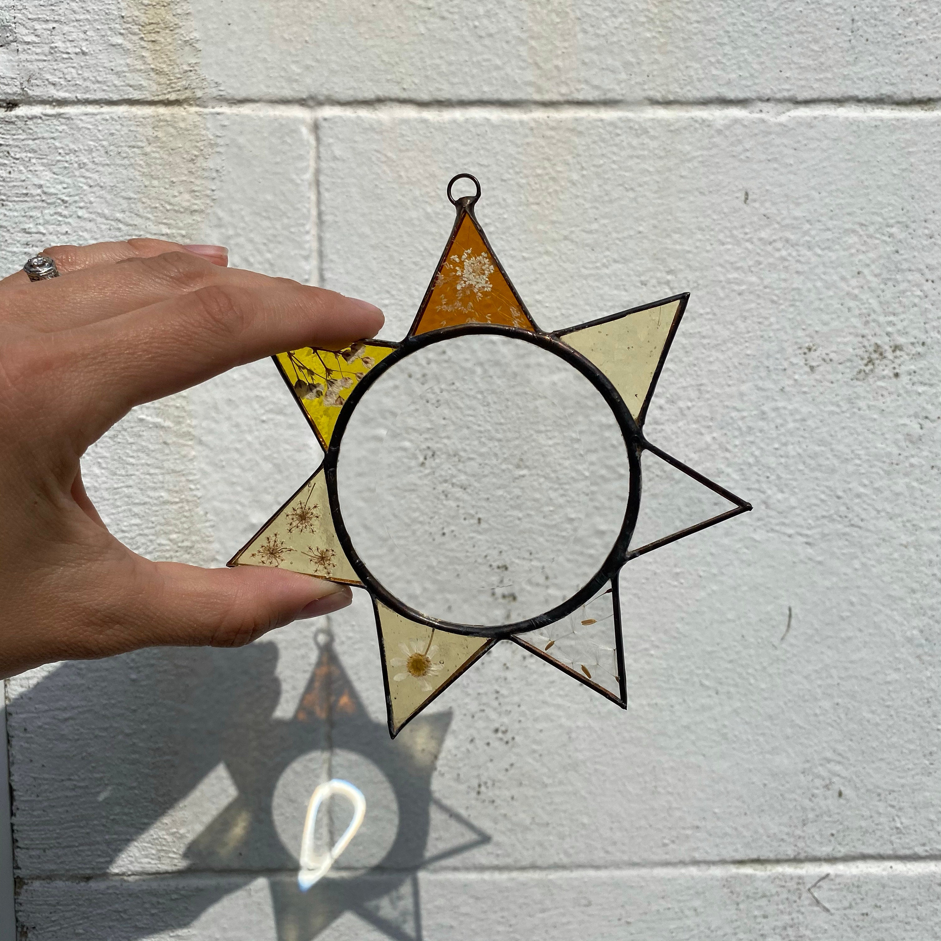 Marco de borde biselado de vidrio de color hecho a mano con | Etsy