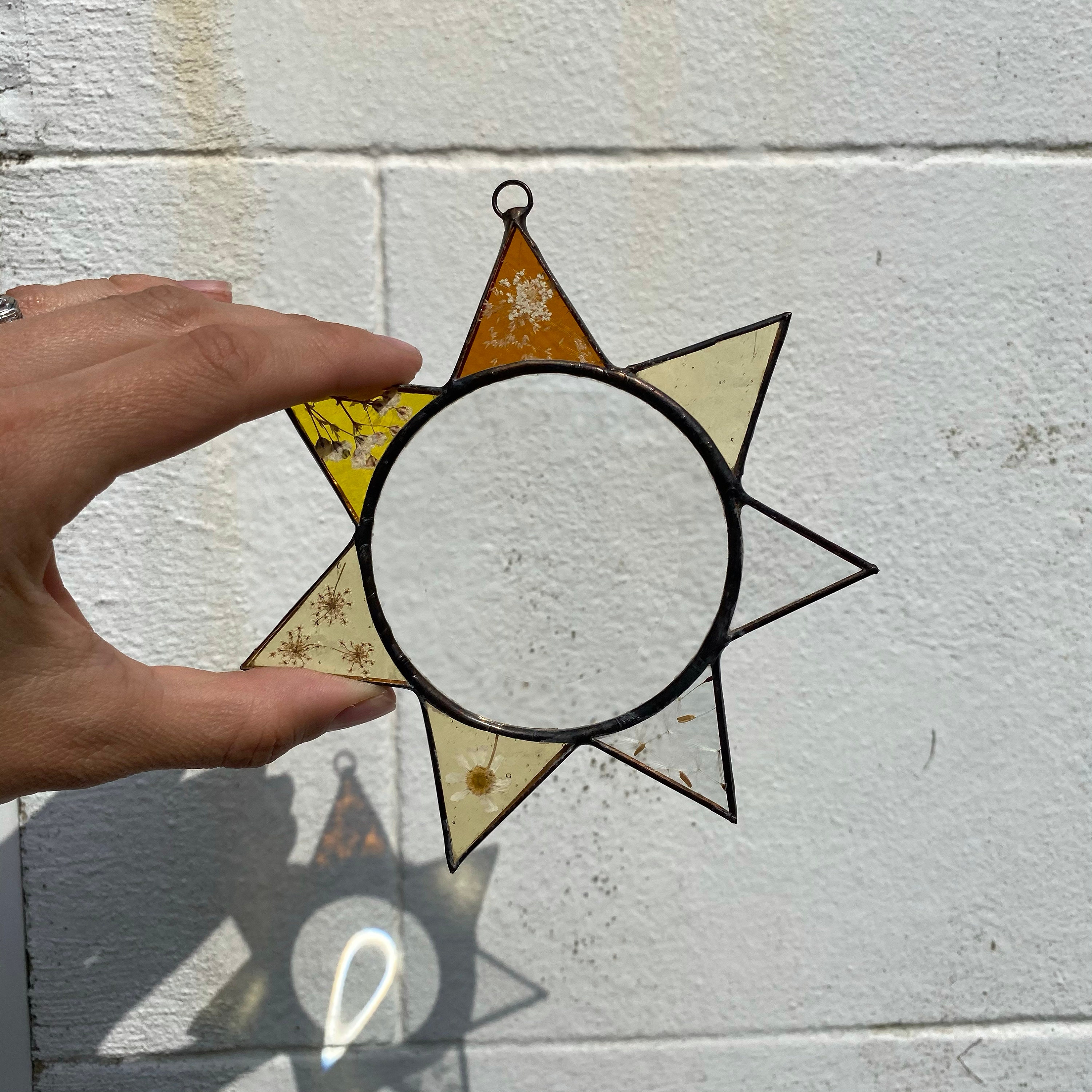 Handmade Coloured Glass Bevelled Edge Frame With Pressed | Etsy