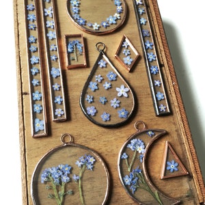 Glass Pressed Round Circle Flower Frame - Forget Me Not - Blue - Wall ...