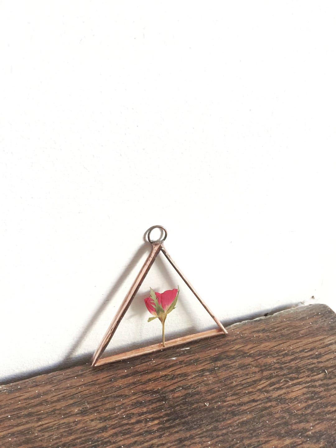 Glass Pressed Flower Frame - Triangle - Red Rose Bud - Wall Hanging - Etsy
