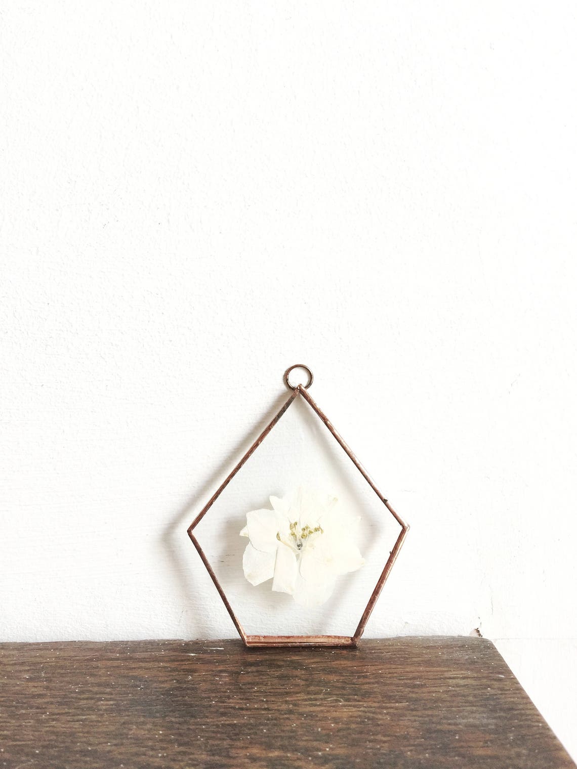 Handmade Glass Pressed Flower Frame Geometric Larkspur - Etsy UK