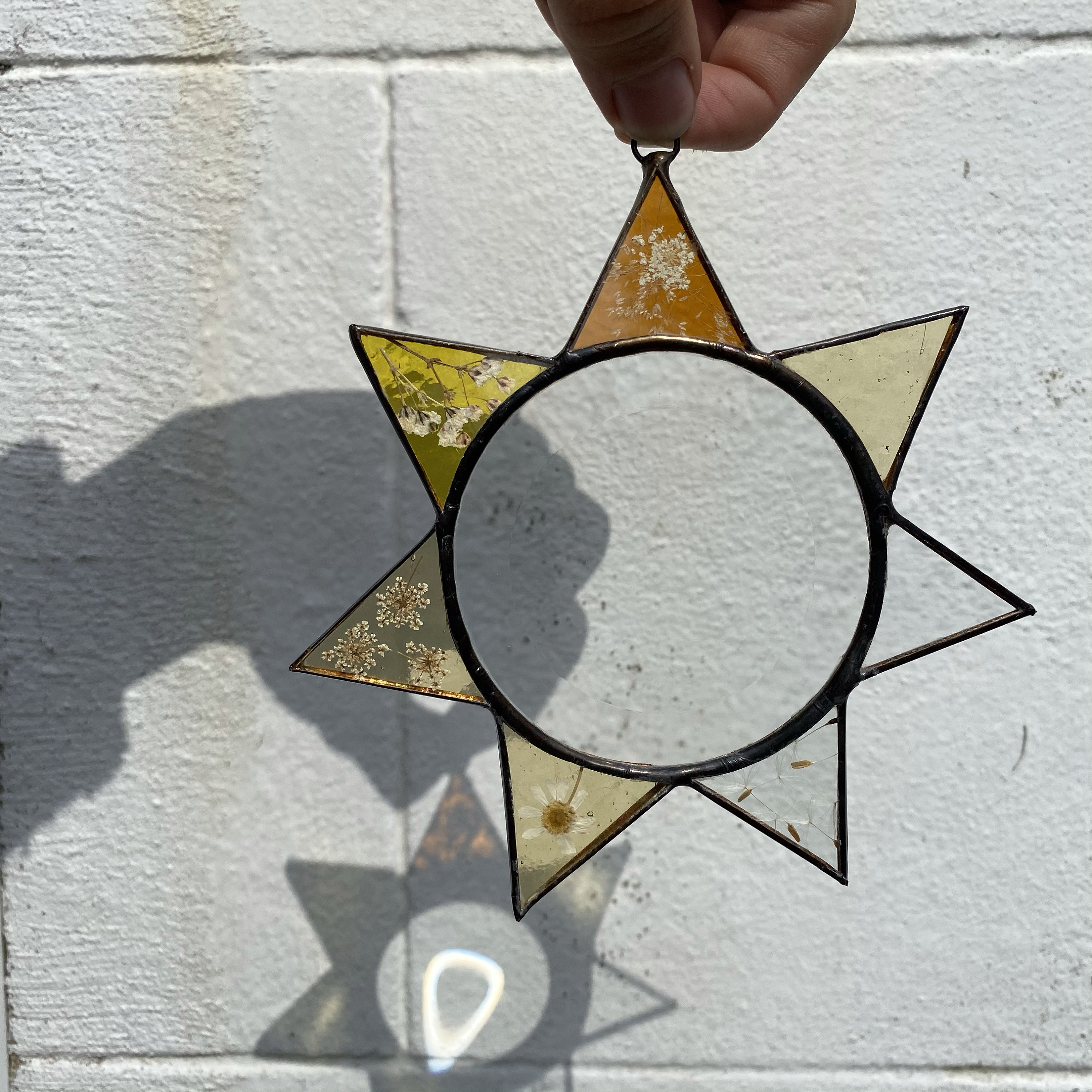 Handmade Coloured Glass Bevelled Edge Frame With Pressed | Etsy