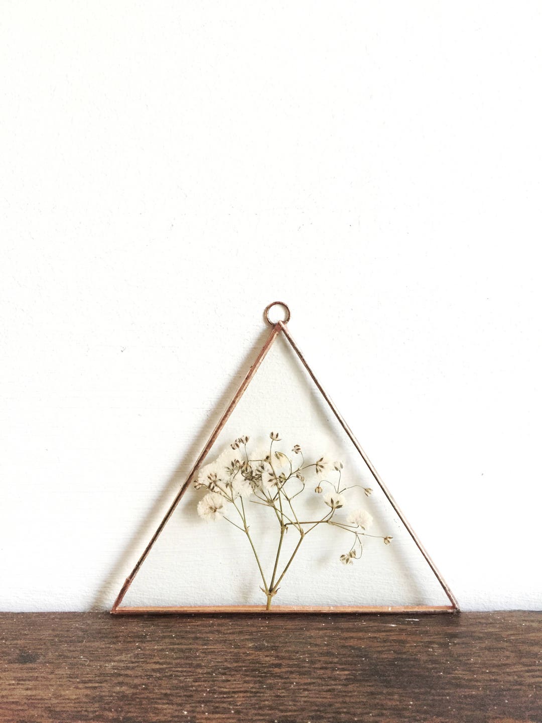 Glass Pressed Flower Frame - Triangle - Gypsohila - Real Flowers - Wall ...