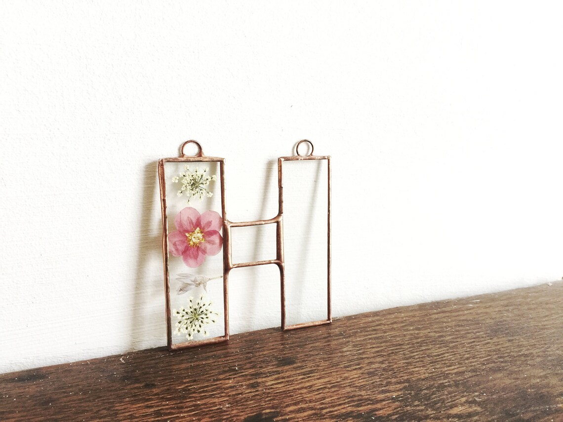 Personalised Stained Glass Pressed Flowers Initial Frame | Etsy