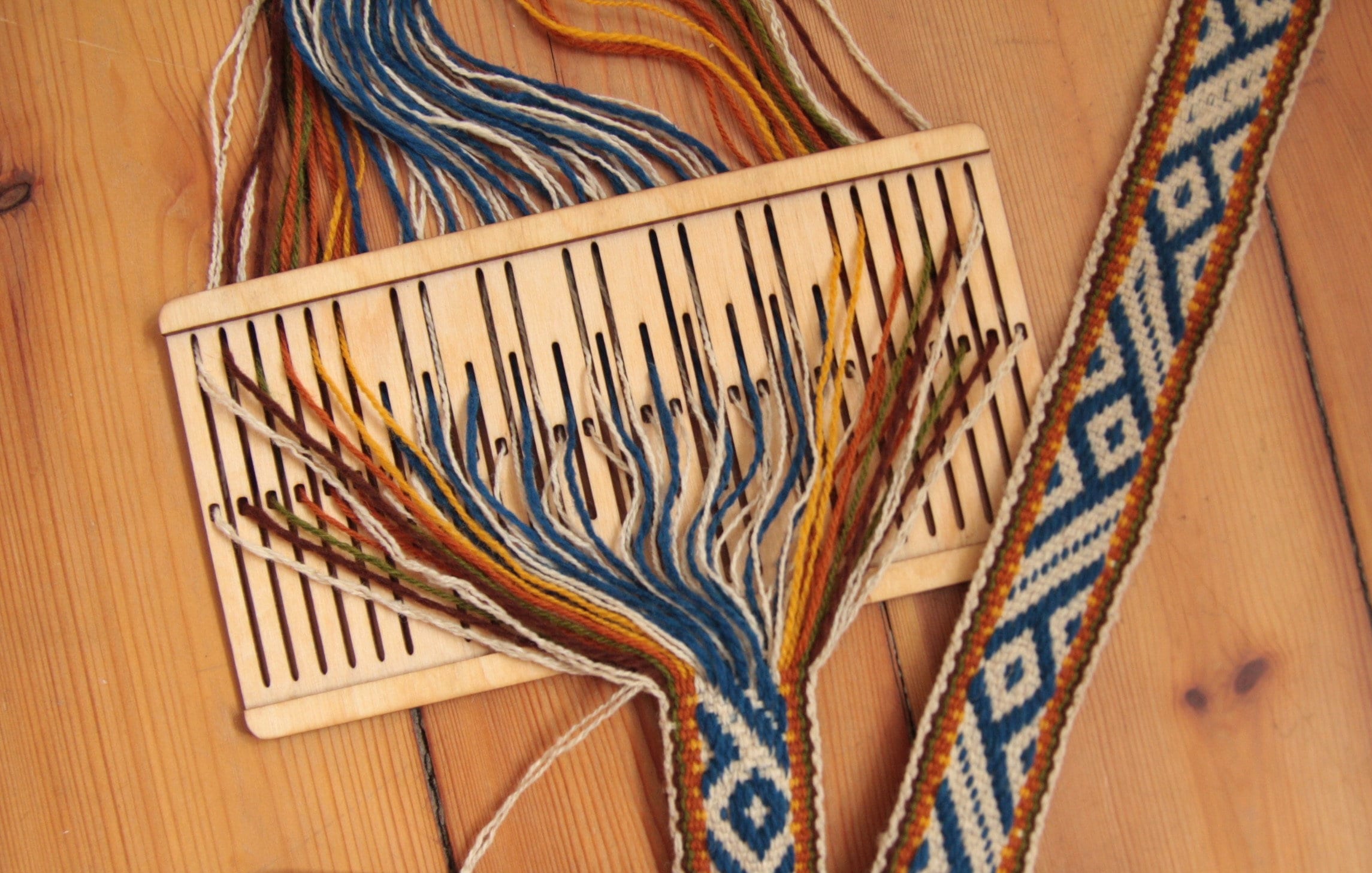 Double Slotted Rigid Heddle, 11 Pattern Strings, Saami Weaving, Band ...