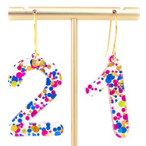 Custom Birthday Number Earrings, Glitter Birthday Dangles - Etsy
