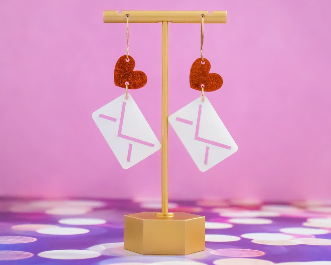 Love Letter Earrings, Valentine's Day Earrings - Etsy