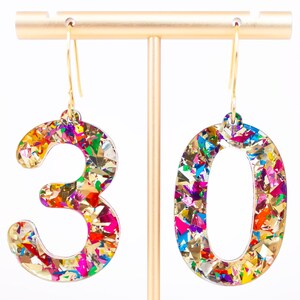 Custom Birthday Number Earrings, Glitter Birthday Dangles - Etsy