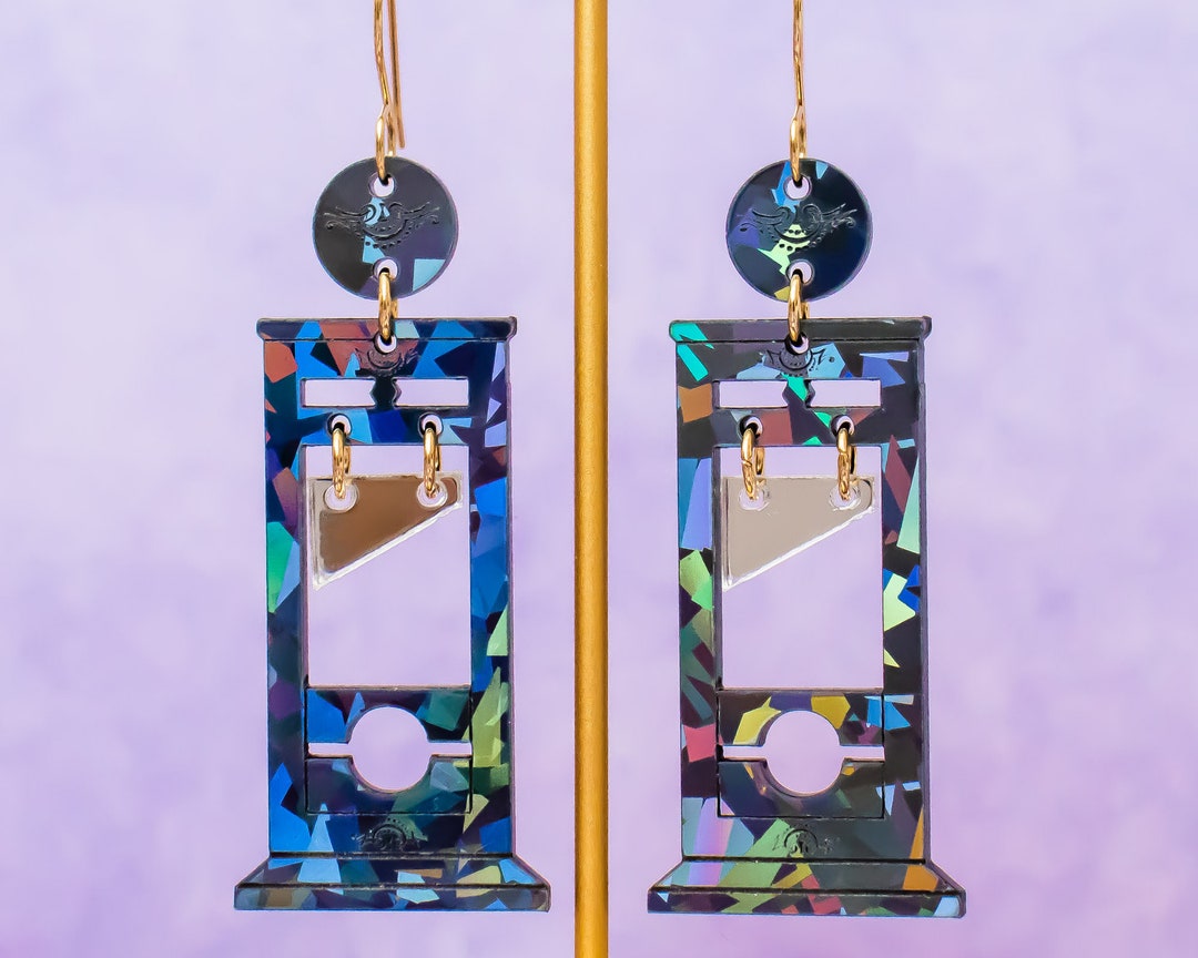 Guillotine Earrings Spooky Halloween Acrylic Dangles, Holographic ...
