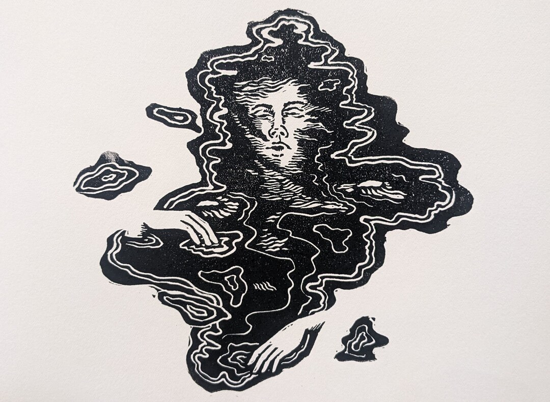 Original Linocut 'pool' - Etsy