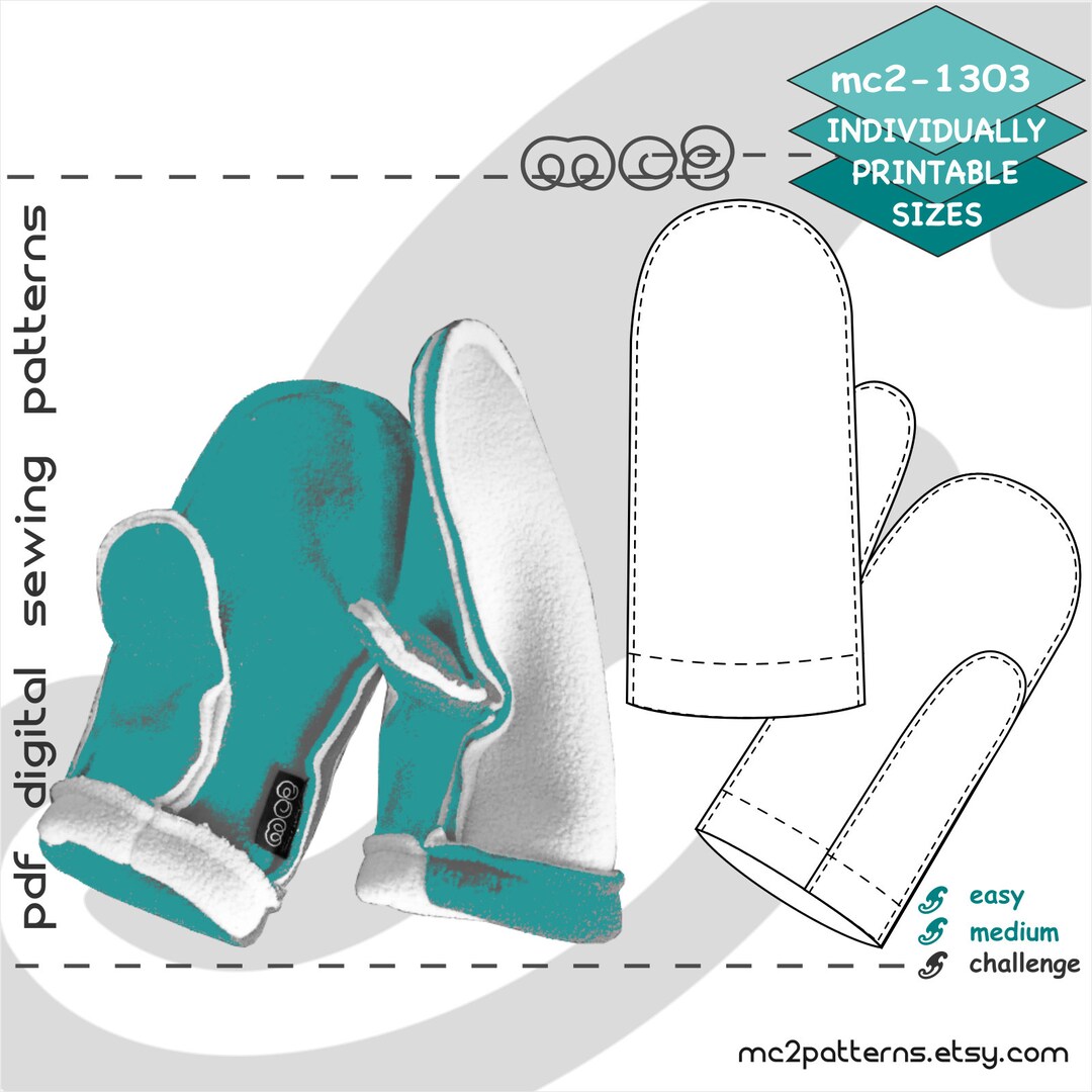 Fleece Mittens Sewing Pattern (digital PDF Download) S-M-L - Etsy