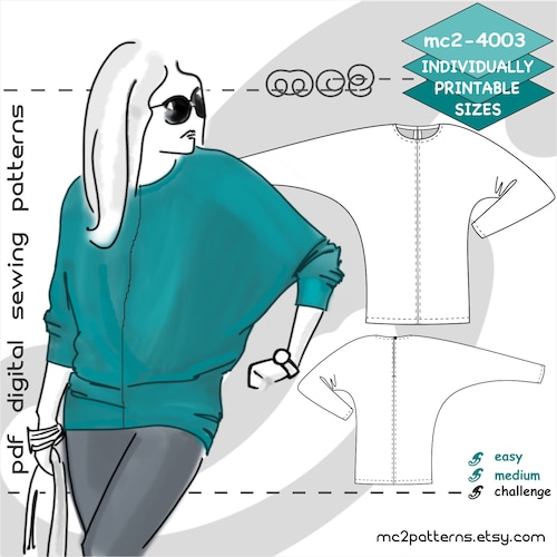 Dolman Top Pdf Sewing Pattern for Women Womens Sewing - Etsy