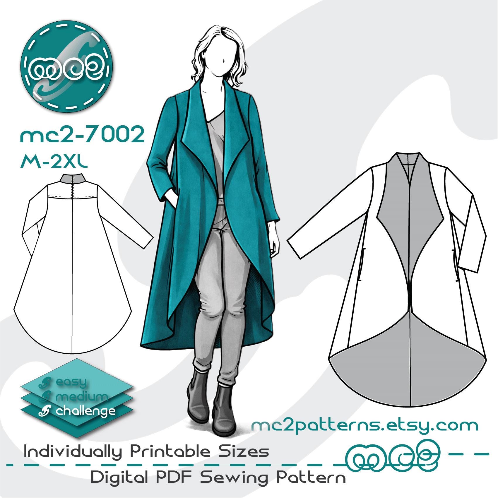 Swing-back Coat Sewing Pattern: Dropped-hem No-lining Maternity ...