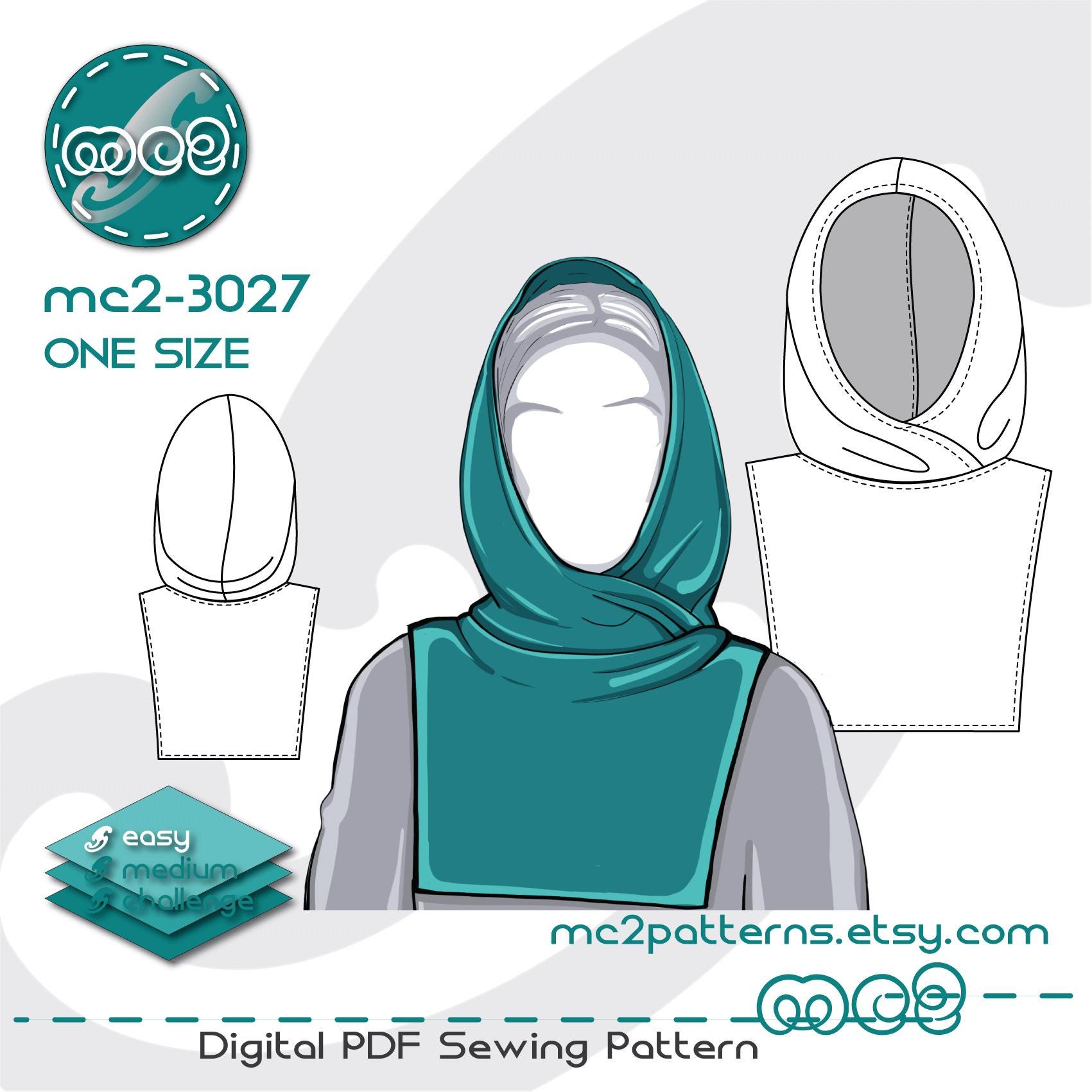 Dickey With Hood Sewing Pattern (digital PDF Download) One-size / Mc2 ...