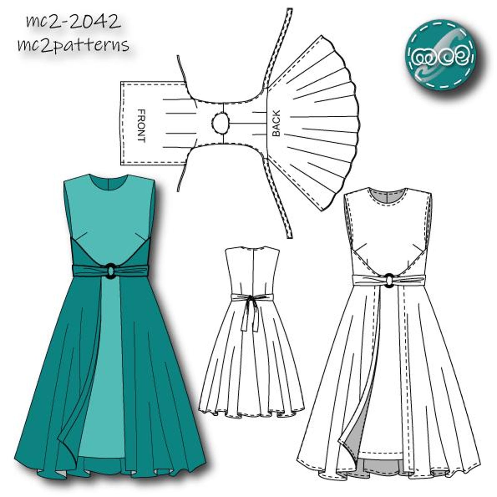 Double-wrap Dress Sewing Pattern: Retro-style (digital PDF Download) S ...