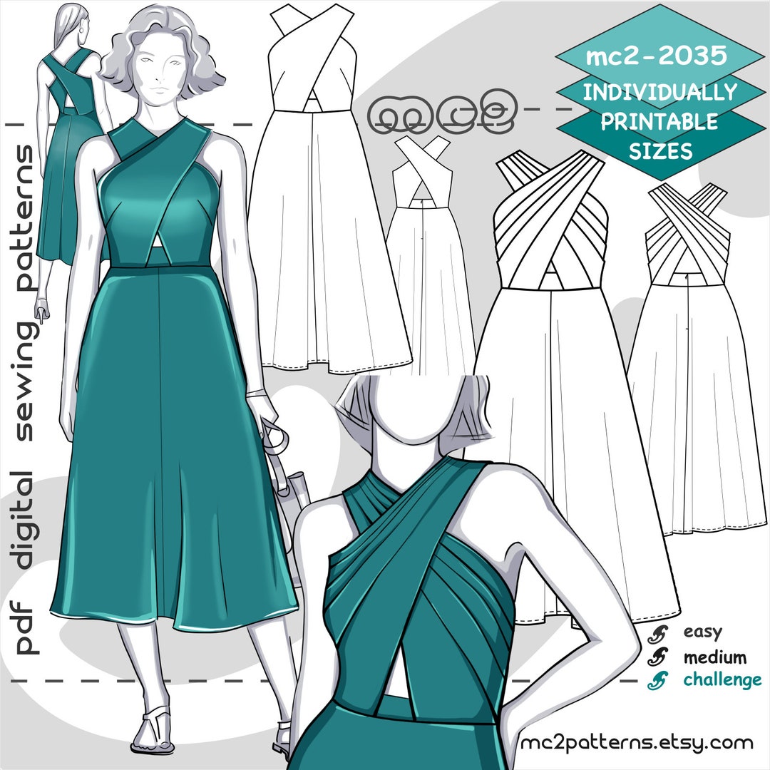 UK 8-20/ US 4-16/ Sundress Cross-bodice/ Digital PDF Sewing Pattern for Women >mc2patterns