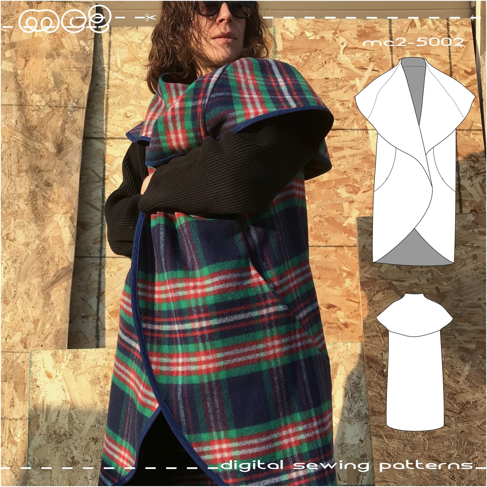 ONE Size Fits ALL/ Coat Wrap Sleeveless/ Digital PDF Sewing Pattern for Women mc2patterns Mc2 ...