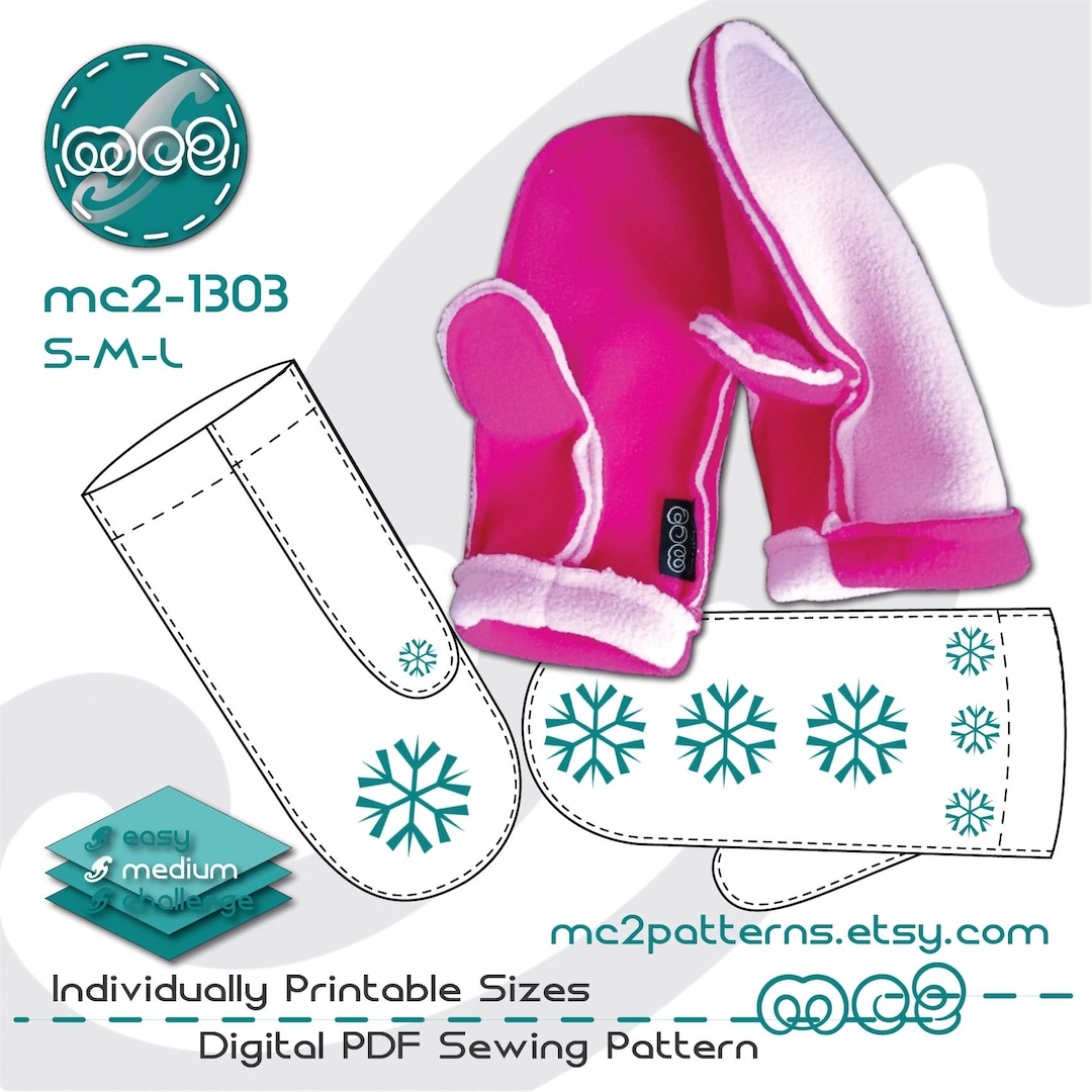 Fleece Mittens Sewing Pattern (digital PDF Download) S-M-L - Etsy