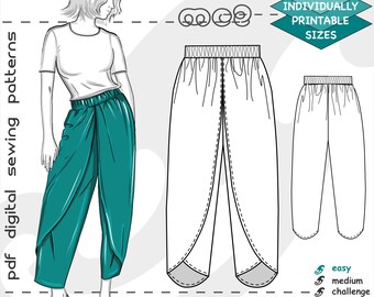 S-5XL/ Easy-drape Harem Pants/ Digital Sewing Pdf-pattern for | Etsy