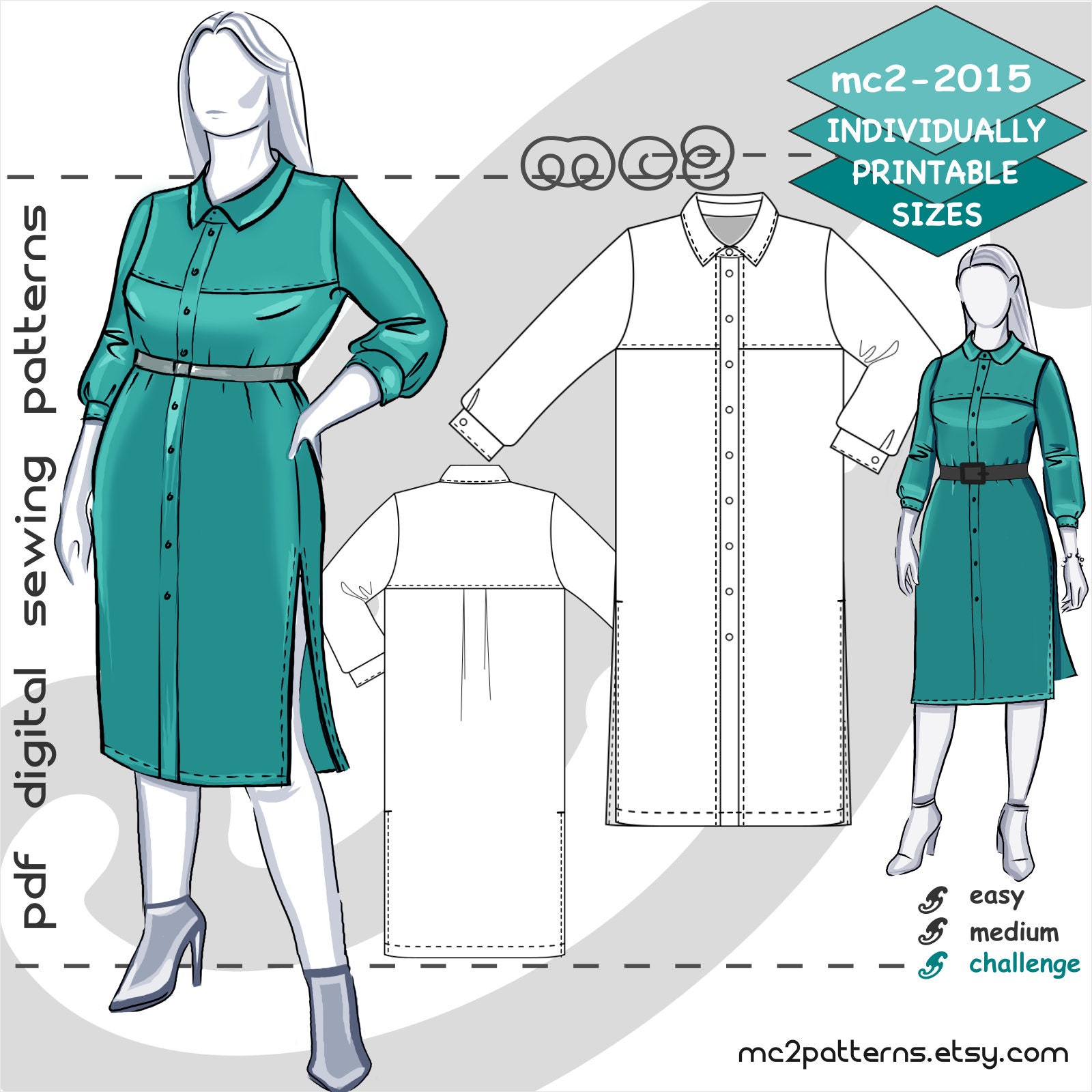 UK 10-26/ US 6-22/ Plus-size Shirt-dress Duster/ Digital PDF - Etsy UK