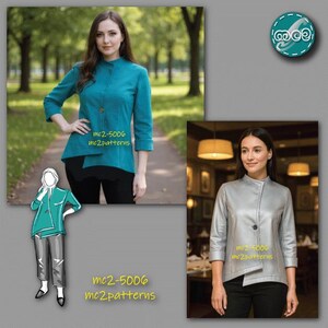 Asymmetrical Jacket Sewing Pattern: Cropped-sleeve (digital PDF ...