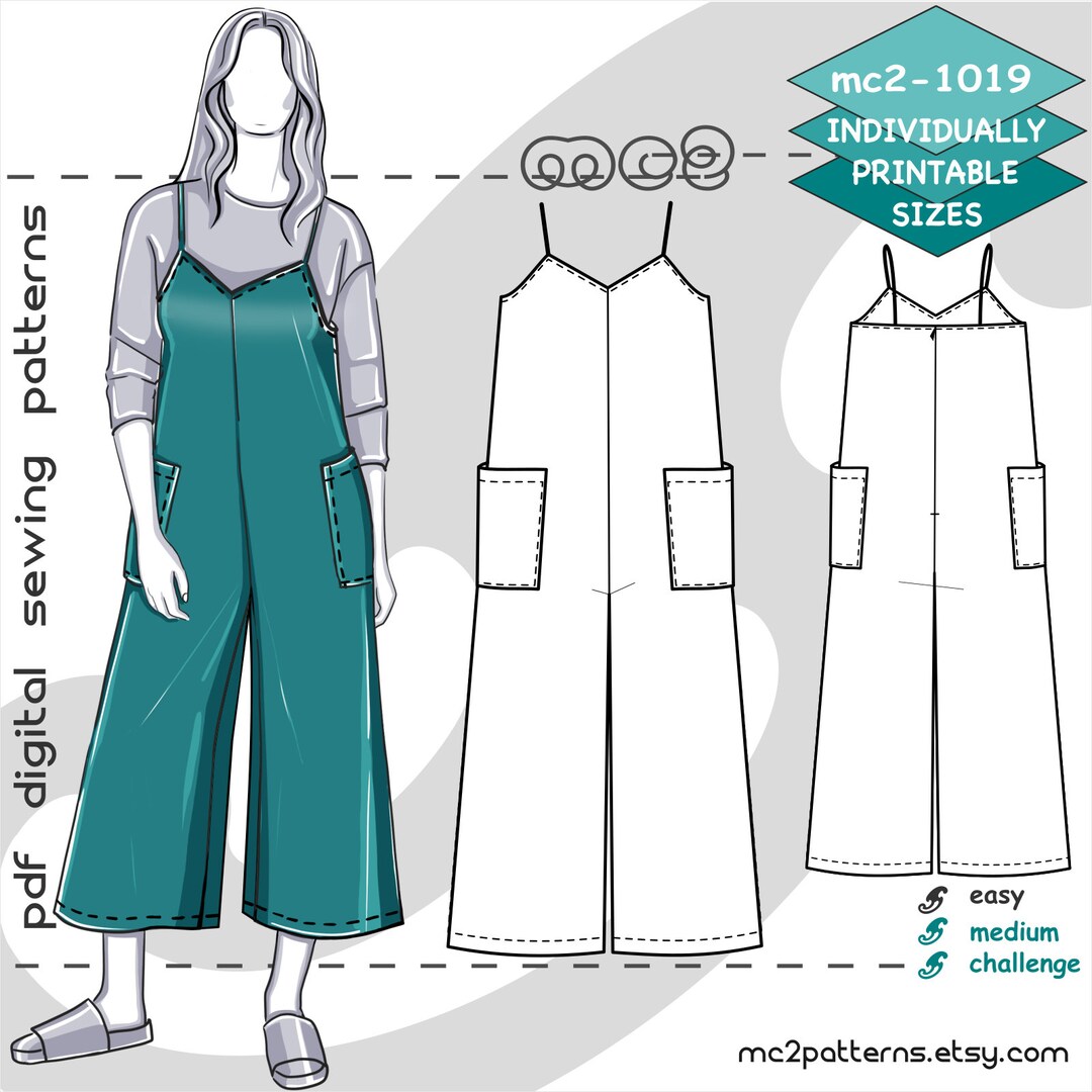 S-2XL/ Loose Jumpsuit Cropped/ Digital Sewing Pdf-pattern for Women >mc2-patterns