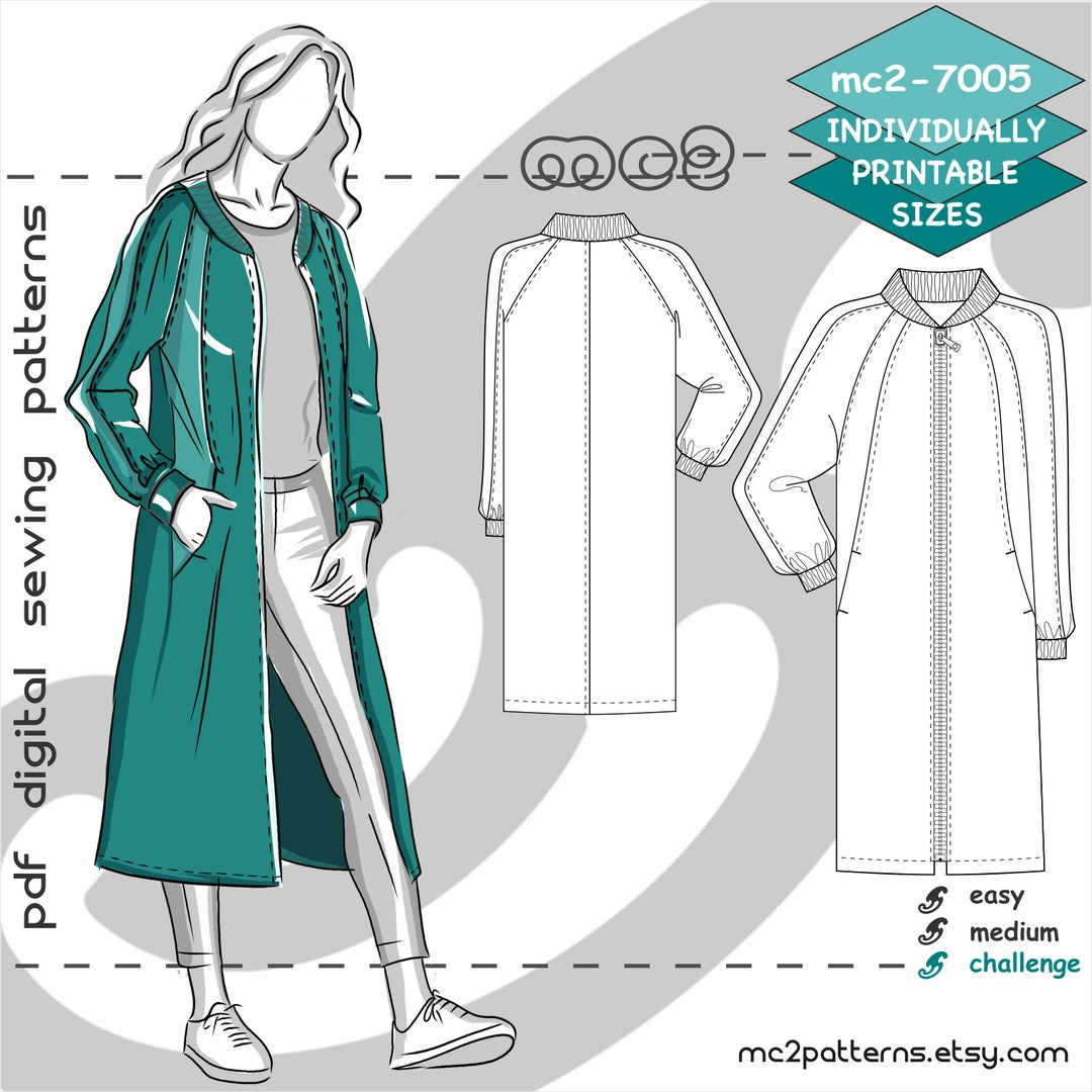 S-2XL/ Bomber Coat No-lining/ Layered Digital PDF Sewing Pattern for Women >mc2patterns