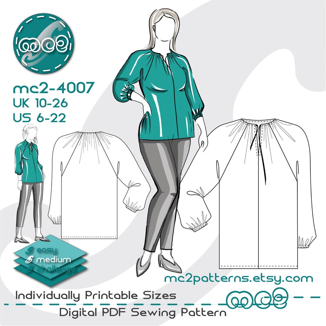 Shift Blouse Sewing Pattern: Cropped-raglan Loose-fit Folk-style ...