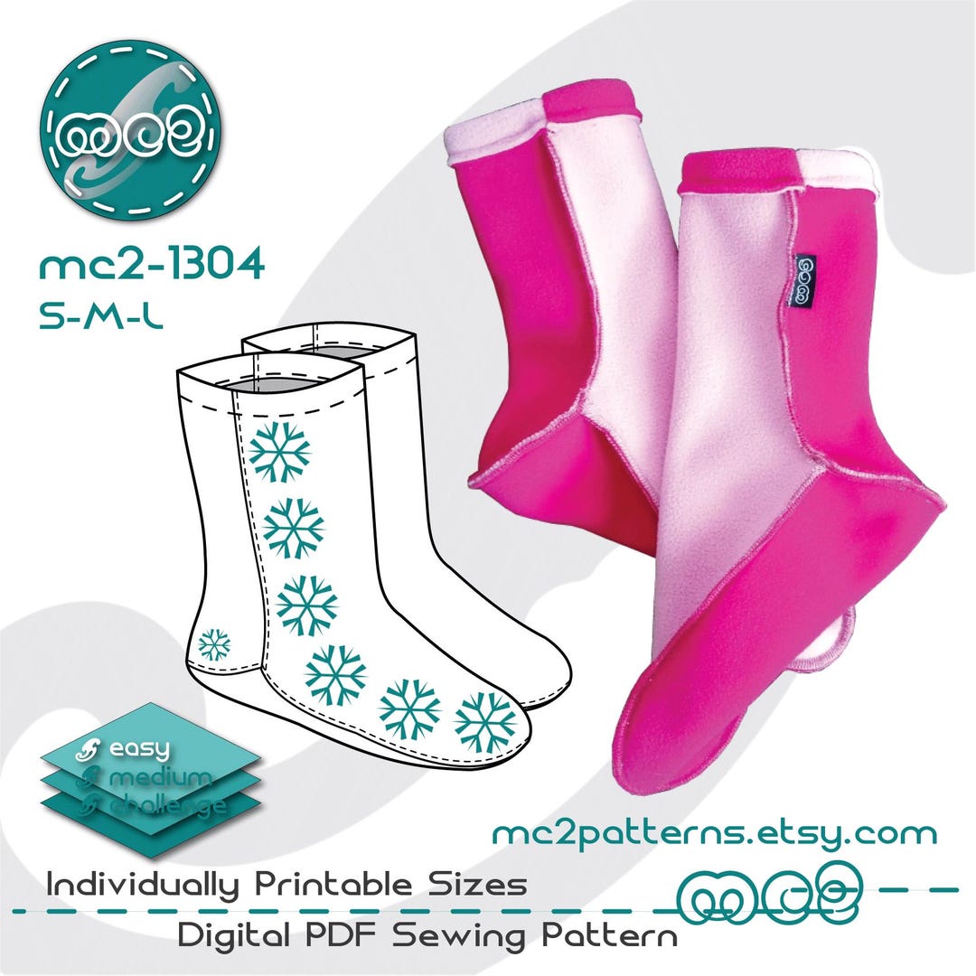 Fleece Socks Sewing Pattern: Camping Lounging Easy-to-make (digital PDF ...