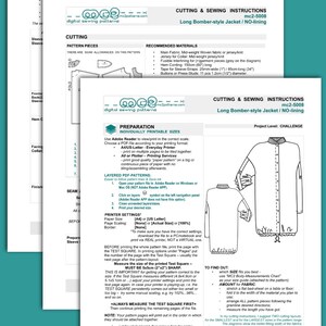 S-2XL/ Bomber Jacket Long No-lining/ Digital PDF Sewing Pattern for Women >mc2patterns