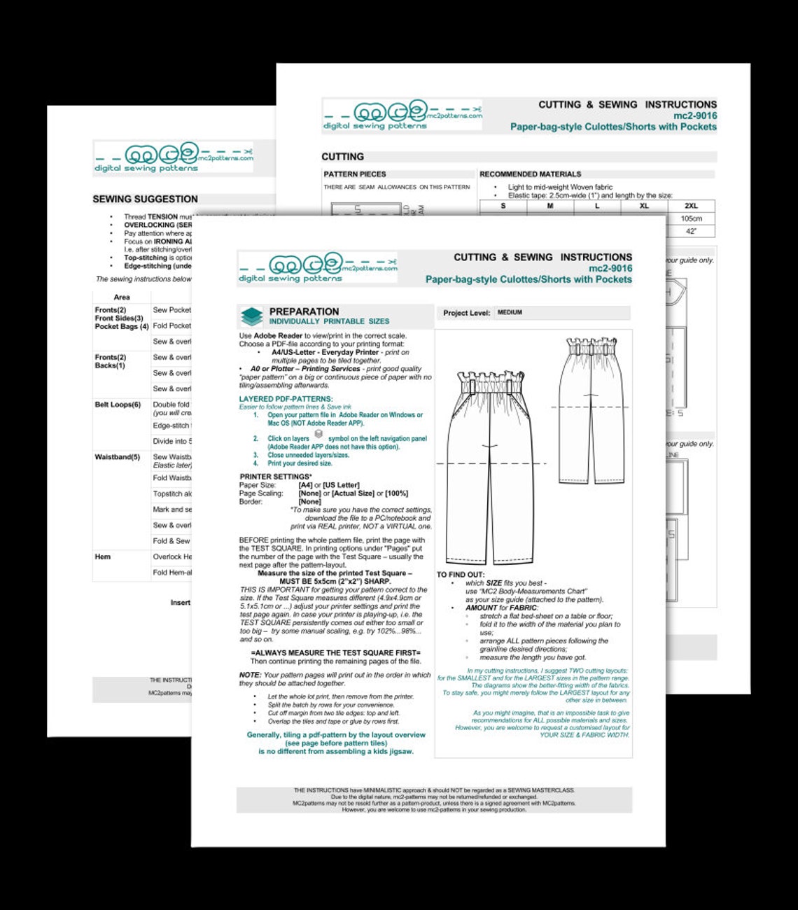 S-2XL/ Paperbag Culottes Shorts/ Digital Sewing Pdf-pattern - Etsy