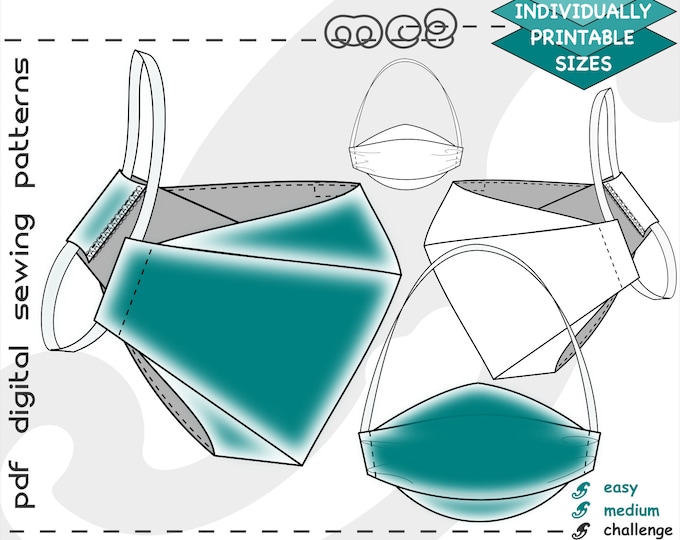 Sleek Mask - No Elastic Needed - Instant Download - PDF Sewing Pattern ...