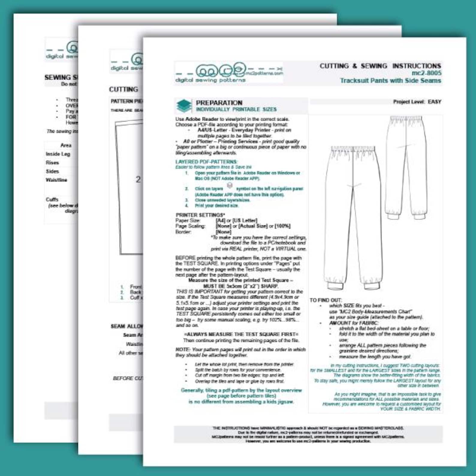 Balloon Pants Joggers Sewing Pattern: Jersey (digital PDF Download) XS ...