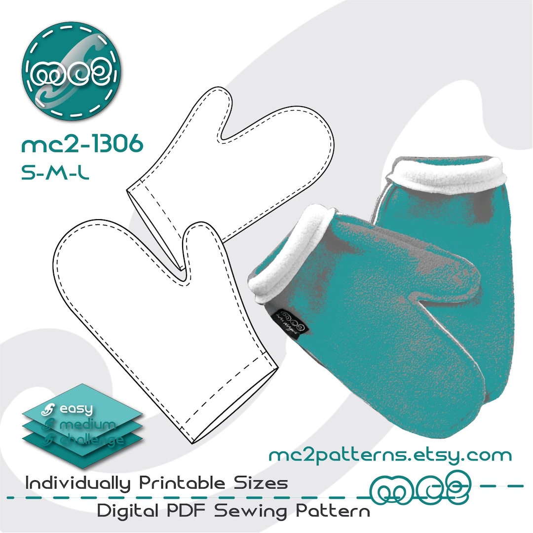 Mittens Sewing Pattern: Easy-to-make (digital PDF Download) S-M-L / Mc2 ...