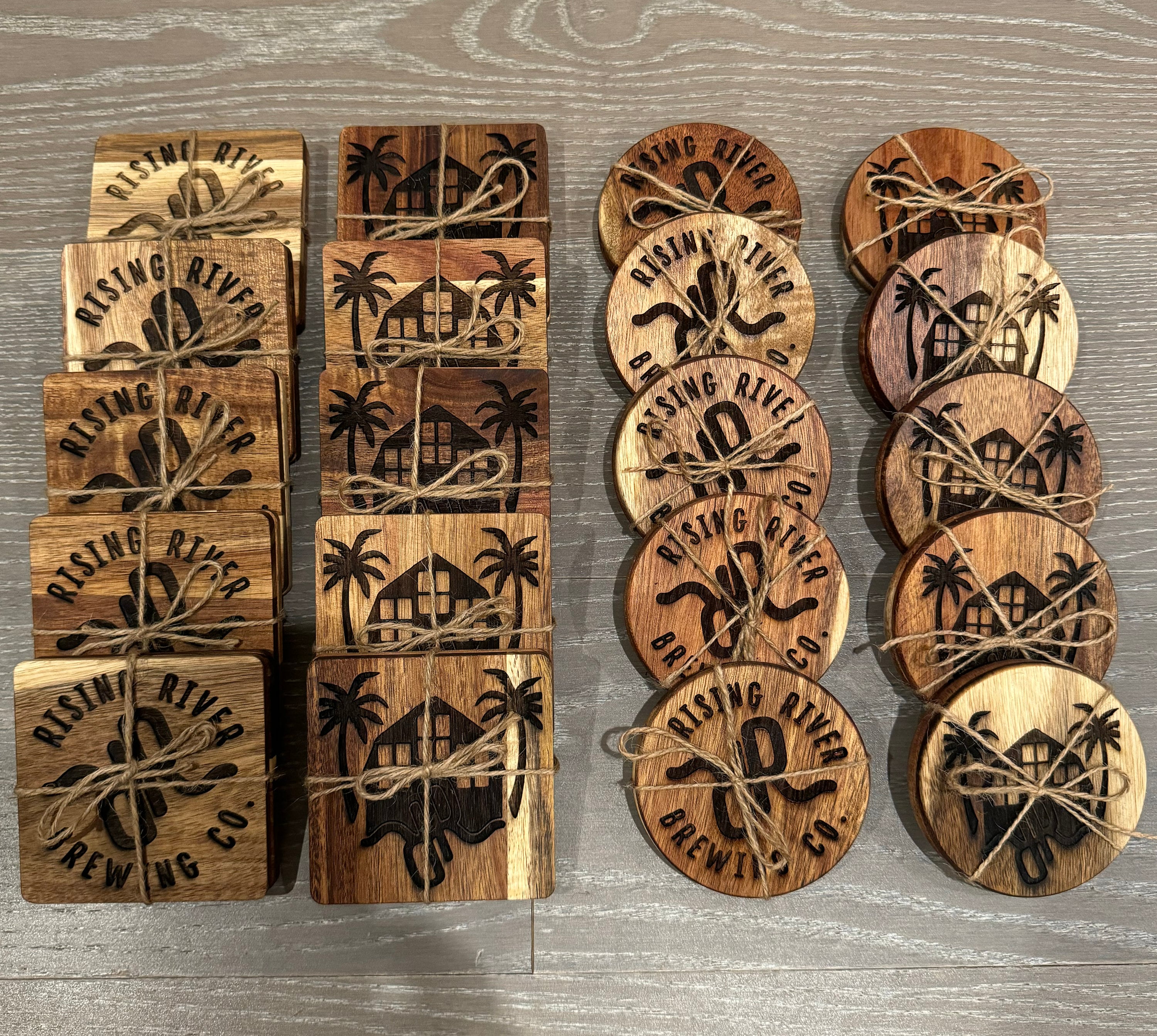 Personalized Wood Coasters: Engraved Logo, Corporate Gifts (bulk) - Etsy
