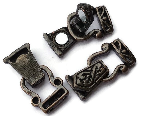 Fold Over Magnetic Clasps Closures Very Dark Antique Brass - Etsy