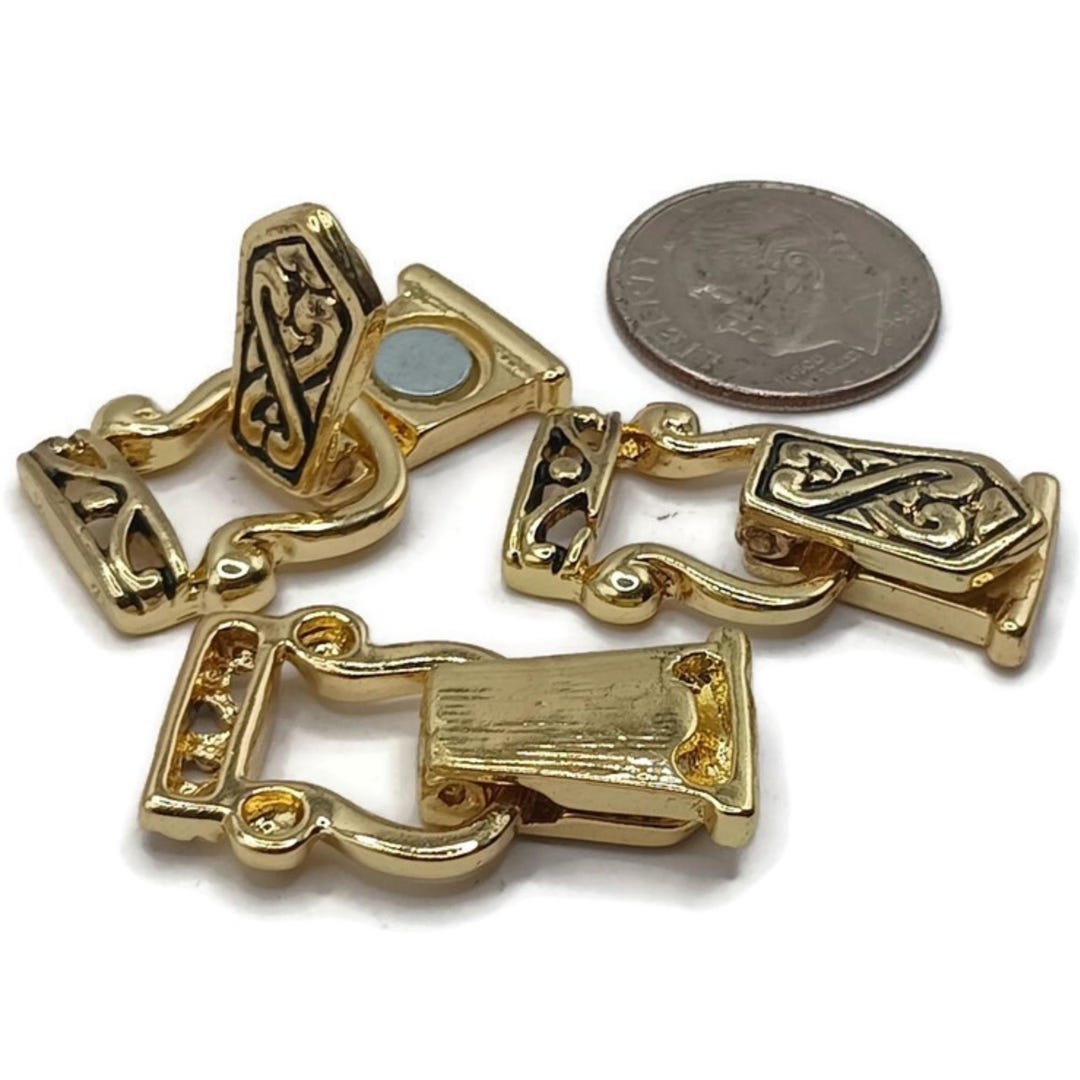 Magneitc Clasps Fold Over Magnetic Clasps qty 10 Gold Clasps With a ...