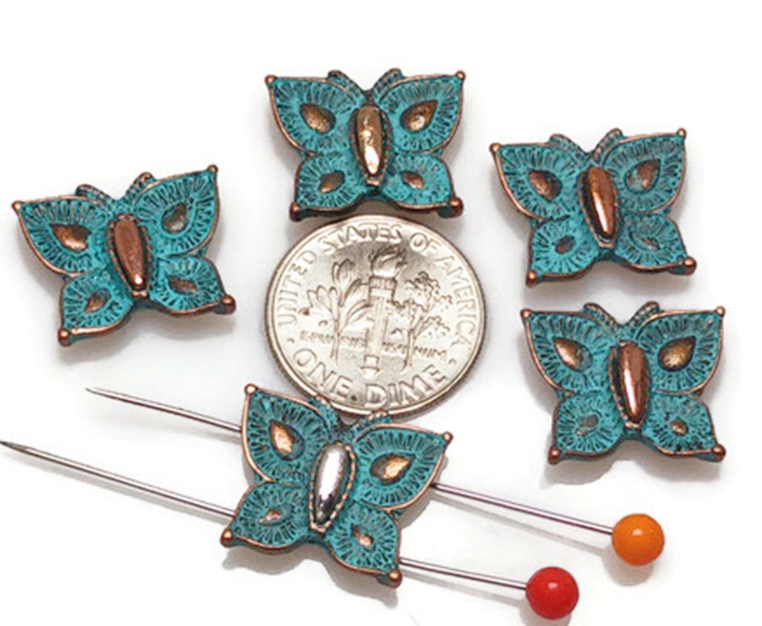 2 Hole Slider Beads qt 5 Patina Butterfly Beads 2 Hole Slider Beads ...