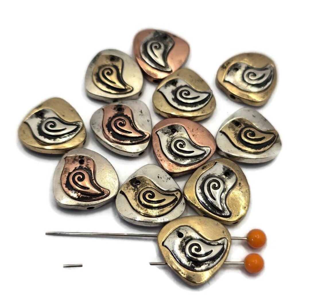 Slider Beads (12 Pc) 2 Hole Beads Bird Beads Great for Jewelry Making ...