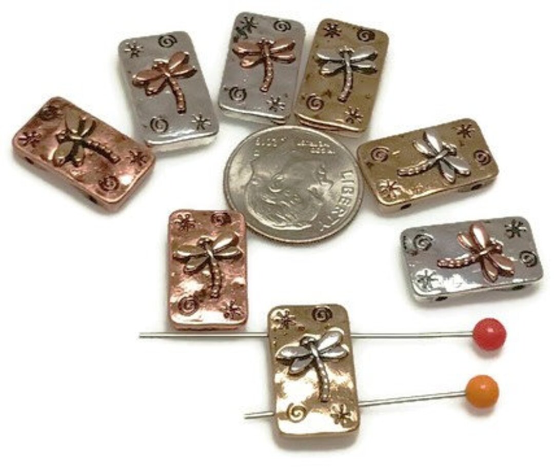 Slider Beads 8 Pcs 2 Hole Beads 2 Hole Slider Beads Dragonfly Beads ...