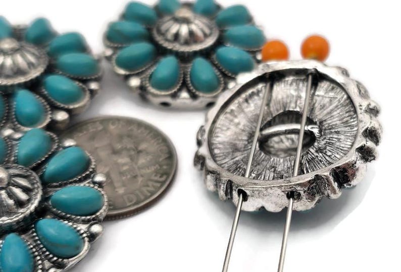 2 Hole Slider Beads (qty 4) Metal Western Concho Floral Flower for ...