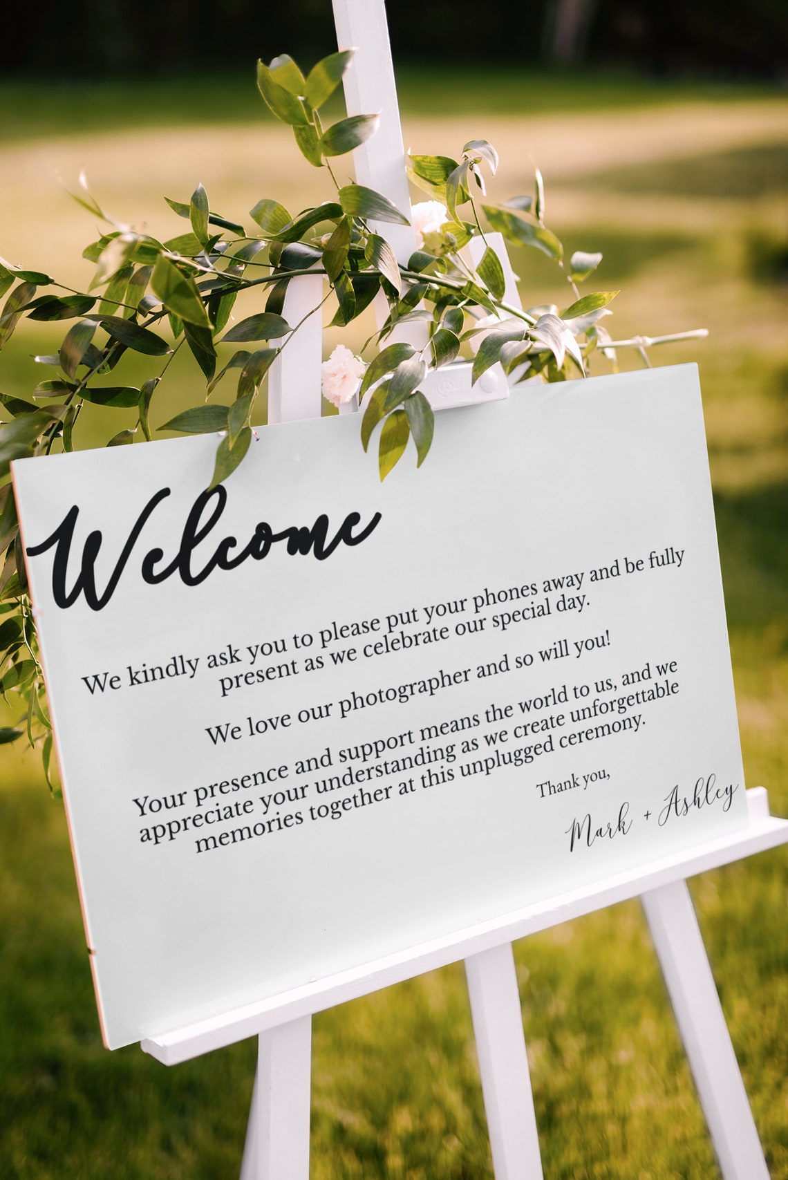 Personalized Unplugged Ceremony Signs! No Phones Wedding Templett ...