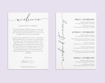 Customizable Wedding Welcome Note and Schedule - Etsy