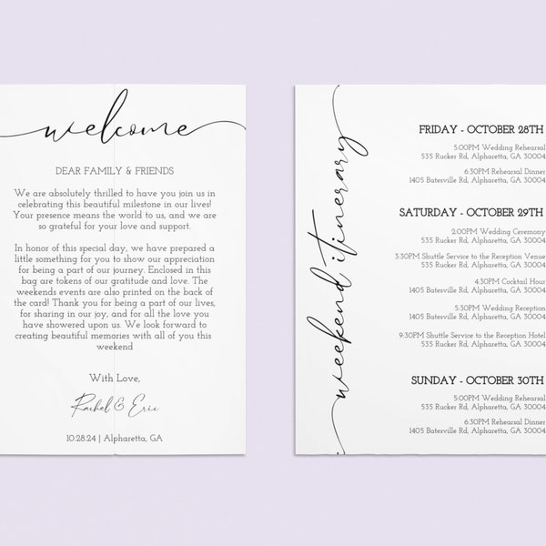 Wedding Welcome Note - Etsy