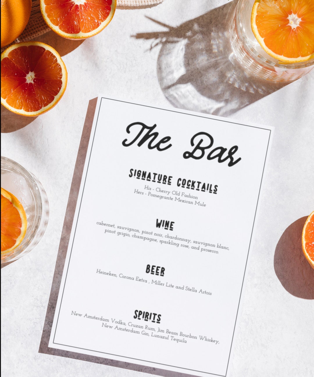 Customizable Bar Menu Template for Weddings and Events - Etsy