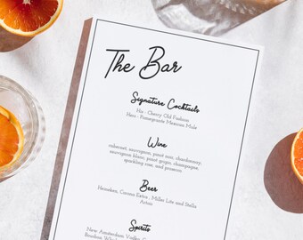 Customizable Bar Menu Template for Weddings and Events - Etsy